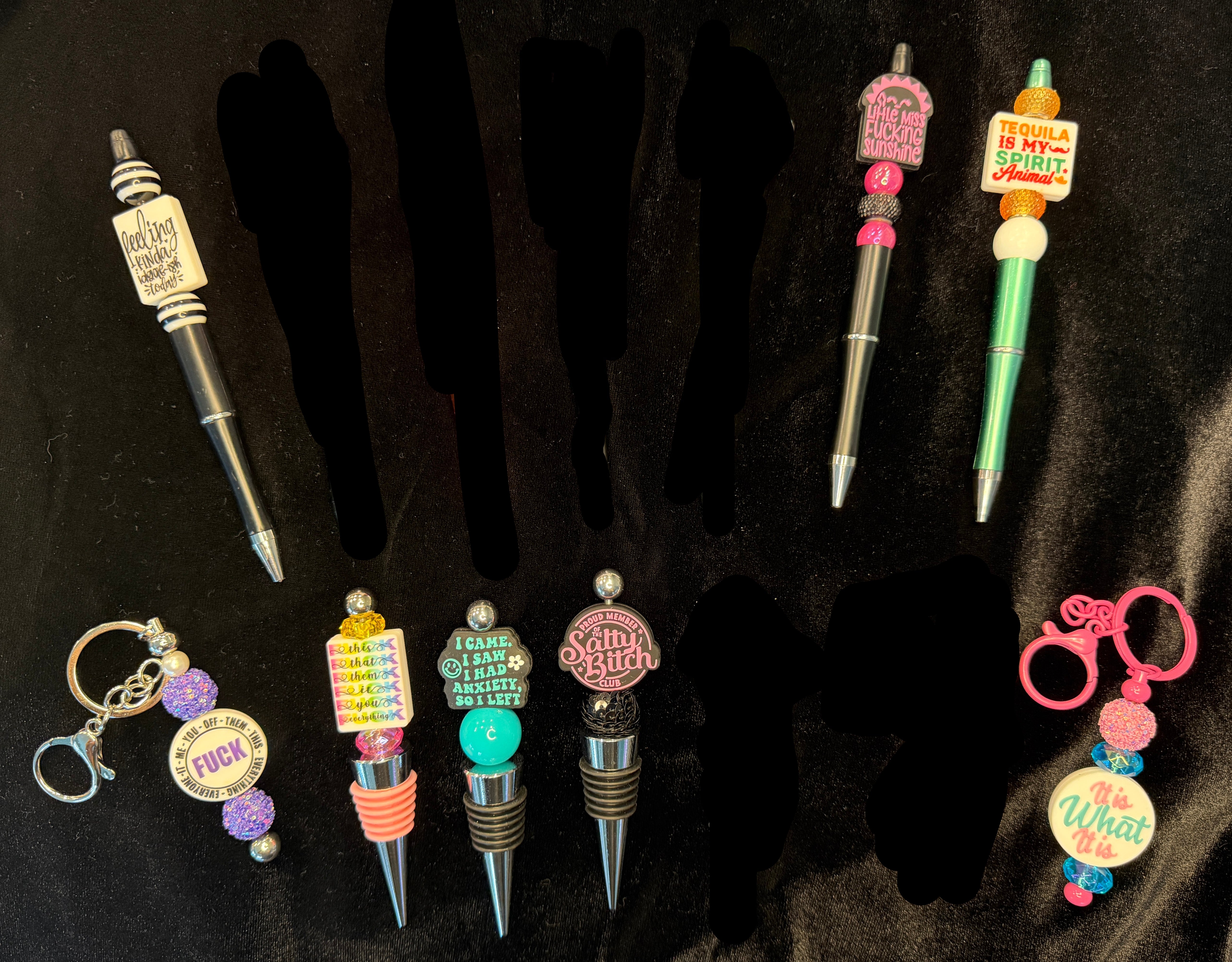 SASSY Pens, keychains and wine toppers – Just Joy Creations